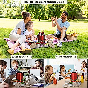 Pawovdeq 67oz Thermos for Hot Food,3-Layer Sealed Stackable Food Thermos,with Lunch Bag Soup Thermos,It Is Suitable for Daily Office Meals, School Lunches, and Outdoor Meals (67 oz Red)