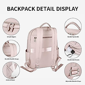 GOLF SUPAGS Laptop Backpack for Women Computer Bag Fits 14 Inch Notebook Travel College Work Backpack Purse (Pink)