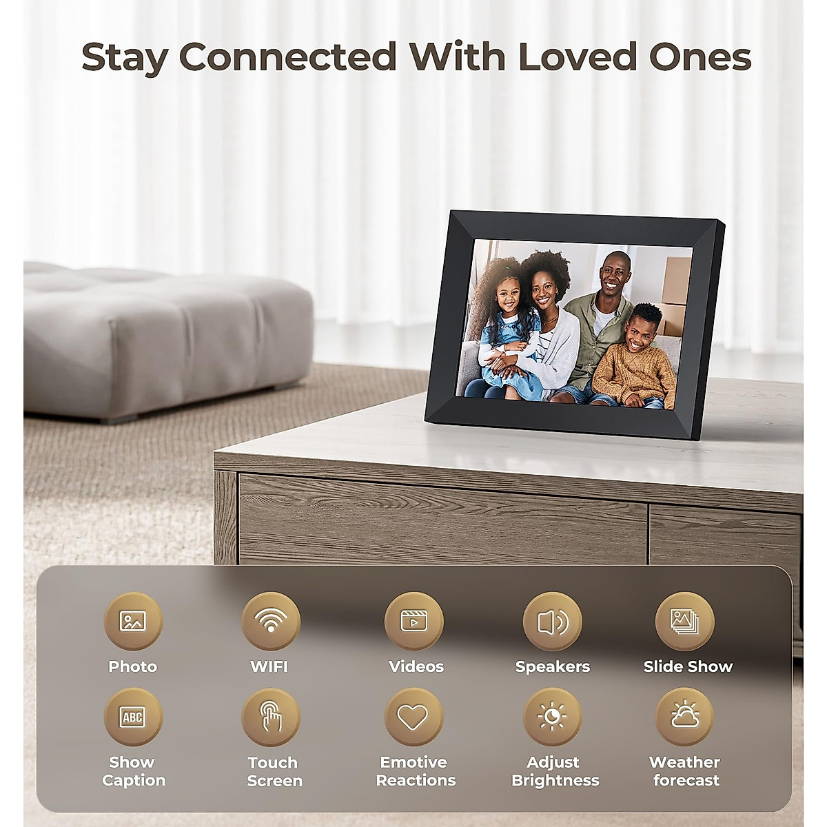 Frameo Digital Picture Frame WiFi 10.1inch Digital Photo Frame,Electronic Photo Frame Load from Phone,1280x800 IPS Touch Screen HD Display,Auto-Rotate,Share Photos/Video-Great Gift (Grey)