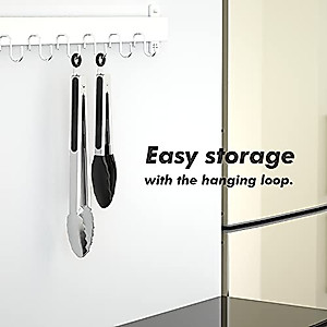 ChefAide Set of 2 Cooking Tongs,18/8 Stainless Steel and Silicone Rubber Grips with 600ºF High Heat-Resistant,Kitchen Utensils,Cooking Utensils for Grill,Salad,BBQ,Frying,Baking,Serving 9/12 inches