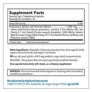 Go Out Daily Maintenance - Natural Uric Acid Support with Tart Cherry, Celery Seed, and Turmeric - Vegan, Non-GMO, Gluten-Free Supplement for Joint Comfort and Healthy Kidney Function 90 Capsules