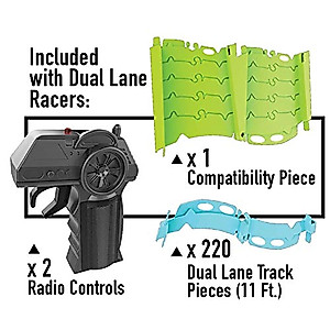 Mindscope Twister Tracks Radio Control Dual Lane Police Chase Glow in The Dark Track Set with 2 Cars and 2 Radio Controls RC