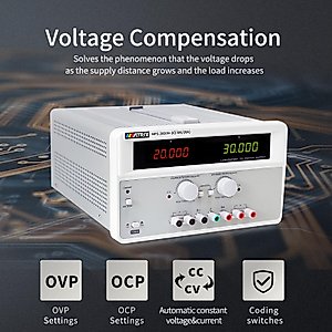 DC Power Supply Variable 30V 20A, Single Channel Linear Bench DC Power Supply High Precision with Voltage Compensation, Adjustable Power Supply with 3 Interface USB/RS232/RS485(MPS-3020H-1C)