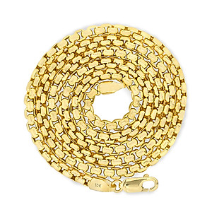 Nuragold 10k Yellow Gold 3mm Rolo Circle Cable Round Link Chain Pendant Necklace, Mens Womens Jewelry 16" 18" 20" 22" 24" 26" 28" 30"