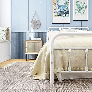 Kefair Full Size Metal Bed Frame with Headboard, Iron Mattress Foundation No Box Spring Needed,10.6 Inch Under Bed Storage, Noise Free, Easy Set Up（White