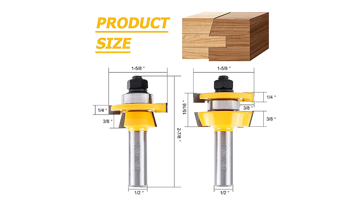 Newdeli Shaker Rail & Stile Router Bits for Cabinets