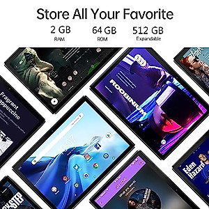 PRITOM 10'' Tablet Android 10 Phone Tablet with SIM Slot, 64GB Quad Core, IPS Touchscreen, 8MP Rear Camera WiFi GPS Bluetooth USB C, Support 3G Phone Call, Black