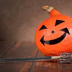 LOGOFUN 4pcs Halloween Witch Broom Sticks Plastic Broom Sticks Witch Broom Replacement Pole for Halloween Cosplay Costume Accessories