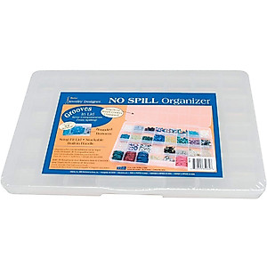 Darice No-Spill Plastic Bead Organizer – Craft Supply Storage Box with 32 Compartments, Stackable Design with Lid, 13.7” x 8.6” x 1.37”