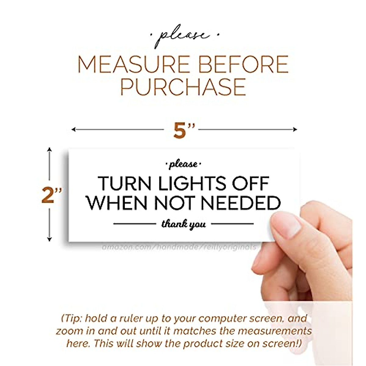 Reilly Originals 2x5 Inch Turn Lights Off Sign ~ Ready to Stick ~ Premium, Durable