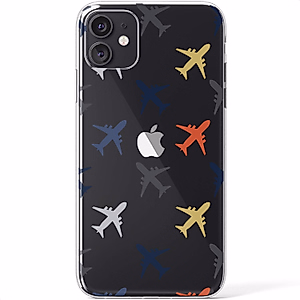 Mertak Clear Case Compatible with iPhone 15 14 13 Pro Max 12 Mini 11 SE Xr Xs 8 Plus 7 6s Cute Pilot Design Airplanes Trip Protective TPU Lightweight Travel Cover Slim Aviation Flexible Silicone