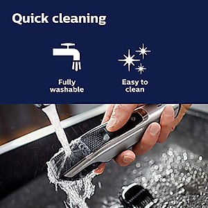 Philips Norelco Beard Trimmer and Hair Clipper Series 5500, electric, cordless, one pass beard trimmer and hair clipper with washable feature for easy clean - No blade oil needed - BT5511/49