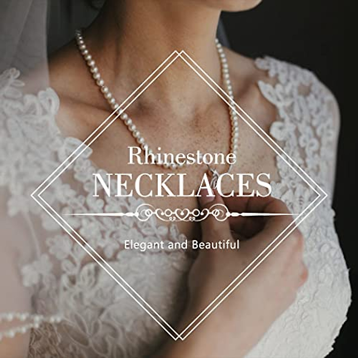 Unicra Pearl Bride Wedding Jewelry Set Crystal Bridal Necklace Bracelet Earrings Sets Rhinestone Choker Necklace Prom Costume Jewelry Set for Women and Brides (Gold)