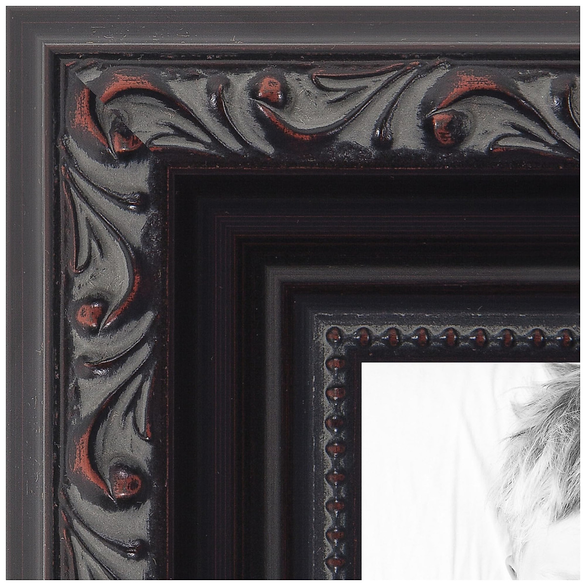 ArtToFrames 16x20 inch Black with Beads Wood Picture Frame, WOMD10188-16x20