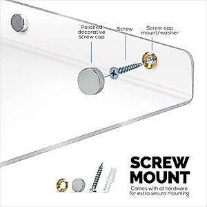 BRAINWAVZ 2-Pack 10” Corner Floating Shelf for Speakers, Books, Decor, Plants, Cameras, Photos, Kitchen, Bathroom, Routers & More Universal Small Holder Acrylic Wall Shelves (Clear)