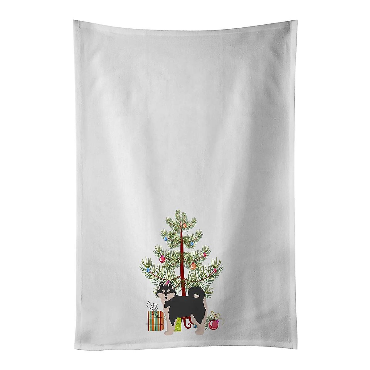 Caroline's Treasures CK3861WTKT Pomsky #1 Christmas Tree White Kitchen Towel Set of 2 Dish Towels Decorative Bathroom Hand Towel for Hand, Face, Hair, Yoga, Tea, Dishcloth, 19 X 25, White