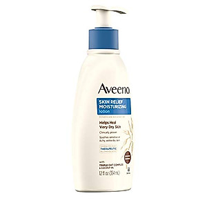 Aveeno Skin Relief Moisturizing Lotion with Scent Triple Oat Complex Dimethicone Skin Protectant for Sensitive ExtraDry Itchy Skin, Coconut, 12 Fl Oz