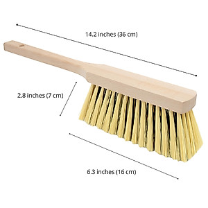 Harrison Greys Cleaning Brush, 14.2'' Hand Broom with Medium-Soft Bristles, Wooden Handle, Multi-Purpose Dusting Brush for Home and Professional Use