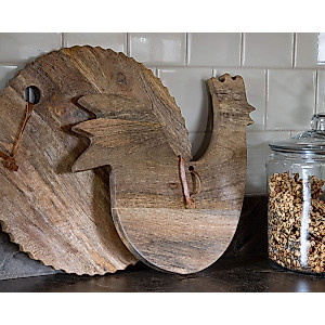 Foreside Home & Garden Wood Hen Shaped Kitchen Serving Cutting Board