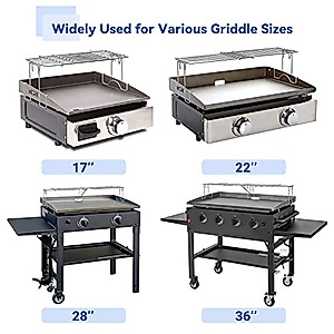 Skyflame Adjustable Griddle Warming Rack for 17" 22" 28" 36" Griddles, Universal Stainless Steel Cooking Grate BBQ Accessories Compatible with Blackstone/Pit BOSS/Camp Chef
