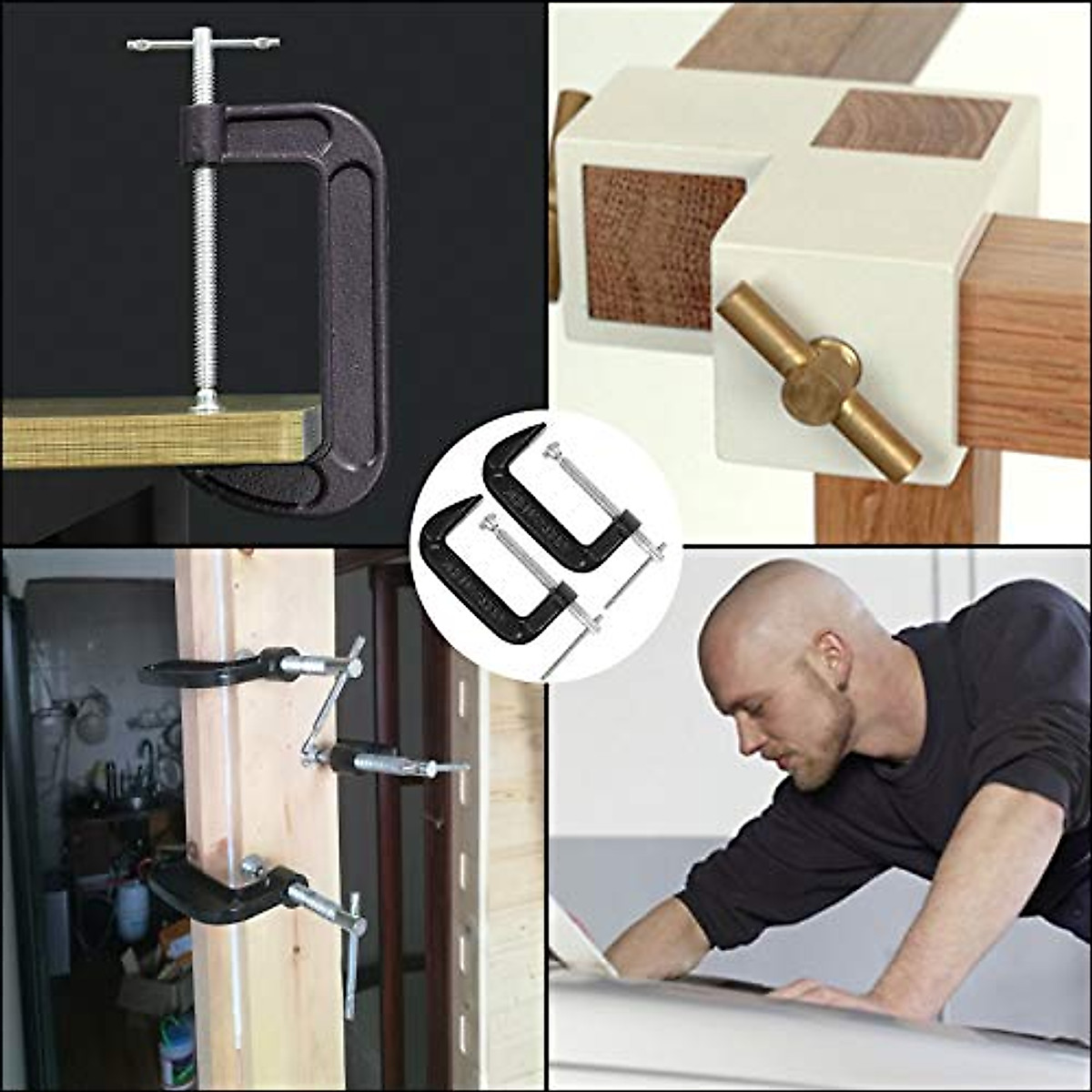 6 PCS C-Clamps 4 Inch Heavy Duty Steel C Clamp - Industrial Strength C Clamp Set for Woodworking, Welding, Building