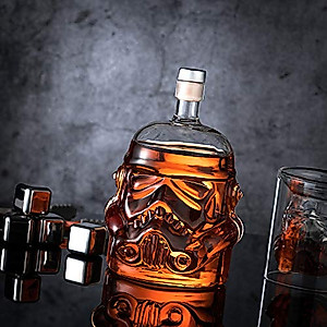 Whiskey Decanter Set Transparent Creative with 2 Glasses,Gifts for Men,Whiskey Flask Carafe Decanter with 4 Whiskey Stones & Tong,Whiskey Carafe for Brandy,Scotch,Vodka,Gifts for Dad,Husband,Boyfriend