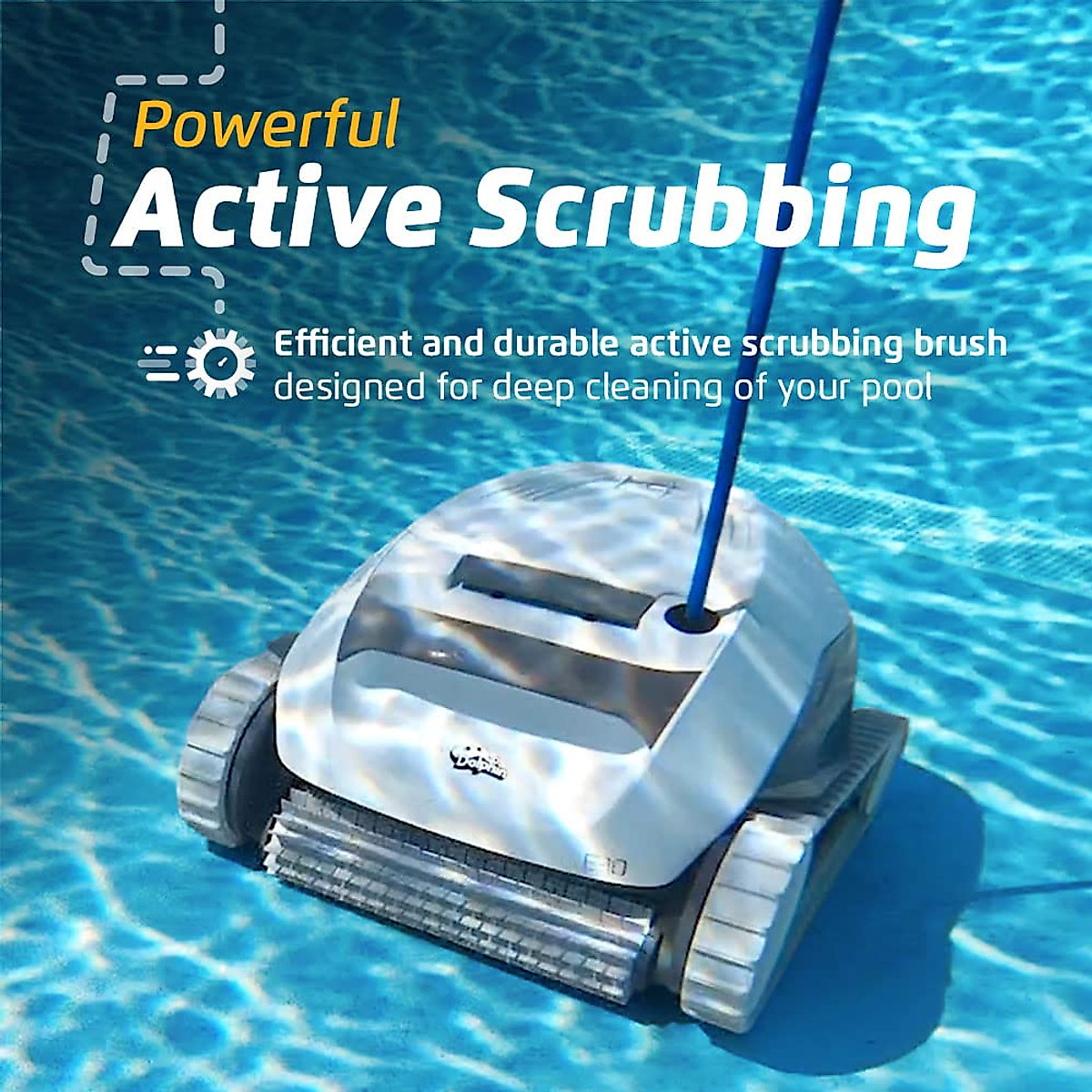 Dolphin (2025 Model) E10 Automatic Robotic Pool Vacuum Cleaner Includes Caddy and Classic Cover for Storage and Protection, Ideal for Above-Ground Pools up to 30 FT in Length