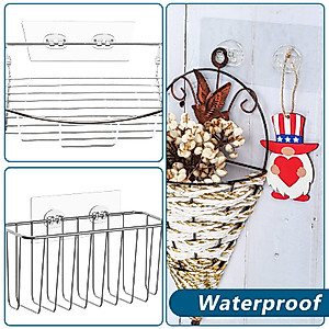 12 Pack Adhesive Hooks Sticker Strong Adhesive Wall Hooks Waterproof Adhesive Hooks for Shower Caddy Adhesive Replacement Clear Strong Sticker Hooks No Drilling Sticky Hanging Hooks (Double Hook)
