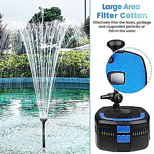 ANBULL Pond Filter Pump 950GPH, 110V/37W Fountain Submersible Water Pump can Adjust Water Flow, High Efficiency Filter Water Pump for Clearing Pond Garden Waterfall Fish Tank Aquarium