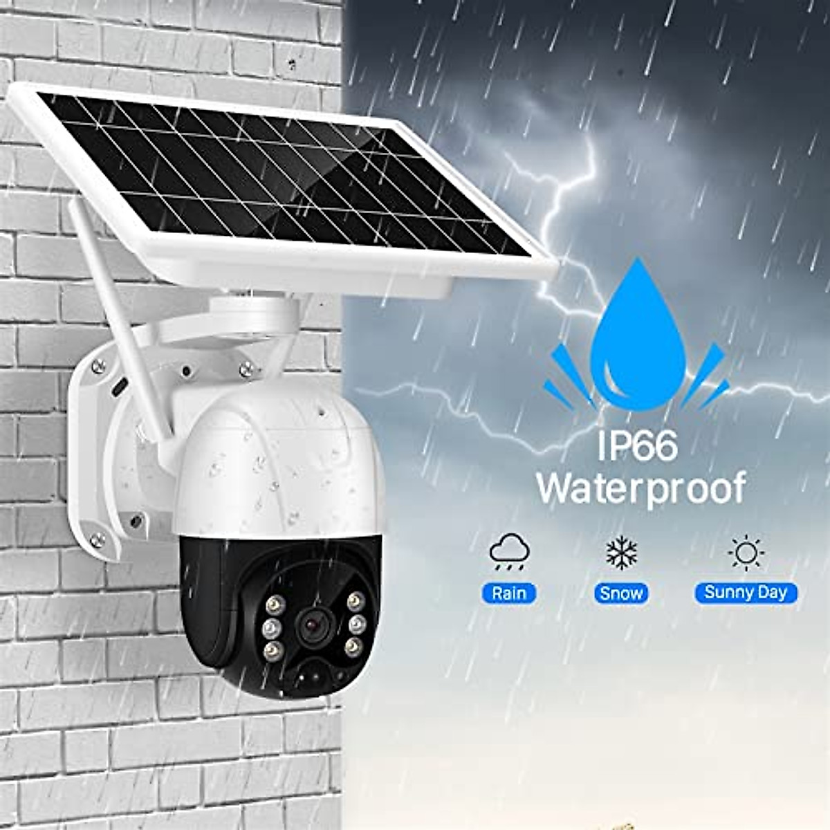Security Camera Camera 3MP Wifi Solar Camera Outdoor PIR Human Detection Wireless PTZ Camera 30M Color Night Vision 2-Way Audio Home Security IP Camera Surveillance Camera with Spotlight ( Size : 3MP