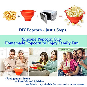 Mini Microwave Popcorn Popper, BPA Free Silicone Popcorn Popper Microwave Collapsible, Microwave Popcorn Maker, Microwave Popcorn Bowl, Dishwasher Safe (Deep Sea Blue)