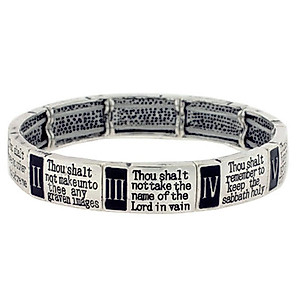 4030037 10 Commandments Stretch Bracelet Christian Scripture Religious Thou