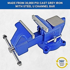 Yost Vises 445 Combination Vise | 4.5 Inch Jaw Width Utility Pipe and Bench Vise |Secure Grip with Swivel Base and Large Pipe Jaw Capacity | Made with Cast Iron and Steel U Channel Bar