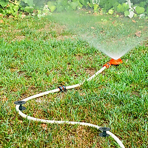 Hourleey 6 Pack Garden Hose Guide Spike, 10 Inch Rustproof Zinc Sturdy Metal Stake, Heavy Duty Spin Top, Keeps Garden Hose Out of Flower Beds for Plant Protection