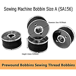 YEQIN 25pcs Black Prewound Bobbin Thread and Bobbin Holder - Size A Class 15 SA156 Compatible with Babylock, Brother, Consew, Juki, Singer Embroidery and Sewing Machine