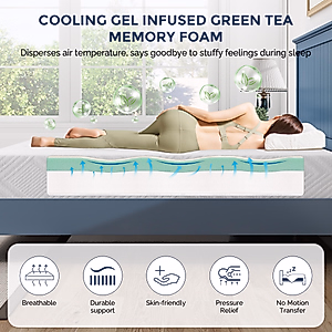 IULULU Full Mattress, 10 Inch Memory Foam Mattresses in a Box Medium Feeling, Bamboo Charcoal Gel Infused Bed in a Box with Fabric Cover, Made in USA, CertiPUR-US Certified, White,JI-SOFT-10F