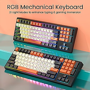 Mechanical Keyboard with Number Pad, Upgraded RGB Wired 85% Compact Keyboard with Gasket Structure, Hot Swappable Red Switch Mechanical Gaming Keyboard /Programmable /93 Keys for Windows Mac PC Laptop