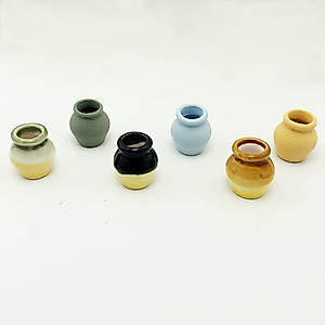 Miniature Terracotta Pots, 6 Pieces Mini Ceramic Clay Flower Pots Pottery Planter for DIY 1:12 Dollhouse Fairy Garden Flower Plants Bonsai Micro Landscape Decoration