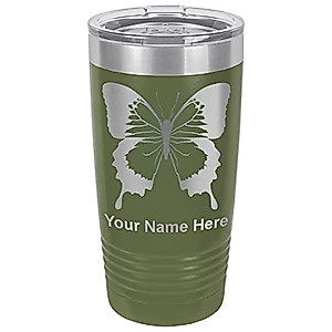 LaserGram 20oz Vacuum Insulated Tumbler Mug, Swallowtail Butterfly, Personalized Engraving Included (Camo Green)
