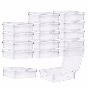16 Pack Plastic Beads Storage Transparent Containers Box Small Drawer Organizers with Hinged Lid for Beads Earplugs Crafts Jewelry - 2.9x2.9x1 inch