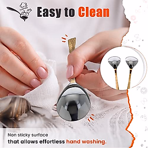 VAKRATUNDA KITCHENWARES Copper Serving Spoon with Hammer Handle, Table Spoon for Kitchen, Dinnerware, Serve ware, Non-Slip Heat Resistant Copper Cooking Tools for Modern Kitchen, Set of 2, 8"