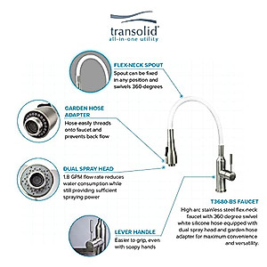 Transolid TC-2420-WC 24-in. All-in-One Laundry/Utility Sink Kit, White/Stainless Steel