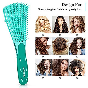Detangling Hair Brush,Hair Detangler Brush and Wide Tooth Comb Set for Black Natural Curly Wet Dry Thick Straight Long Hair, Afro American Type 3a-4c, Comfortable Grip,Easy to Clean, Durable