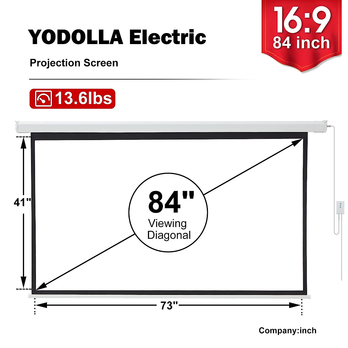 YODOLLA Motorized Projector Screen 84",16:9 4K HD Electric Projector Screen Wall Mounted Ceiling Automatic Retractable Movie Screen for Indoor Outdoor