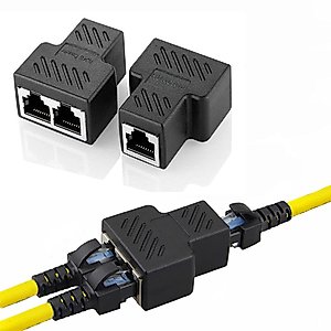 Aoiutrn RJ45 Splitter Adapter, USB 1 to 2 Network Connector Dual LAN Ethernet Socket 8P8C Extender Plug Cable for Cat5, Cat5e, Cat6, Cat7
