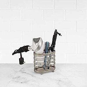 Spectrum Ashley Hair & Accessory Holder (Satin Nickel Powder Coat) - Bathroom & Under Sink Organizer for Hair Dryer, Beauty Tools, Accessories, & Home Essentials