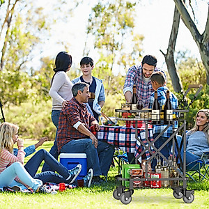 Foldable Shopping Cart for Groceries, Collapsible Carts with 360° Rolling Swivel Wheels, Heavy Duty Multi Function Folding Utility Cart for Camping Gear, Traveling, Laundry, Garden, Pantry, Garage