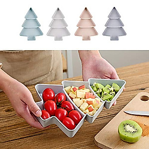 UPKOCH Serving Platter Fruit Dessert Plate Christmas Tree Shape Dinnerware Nuts Snacks Plate Candy Dishes for Christmas Holiday Party(Light Pink)