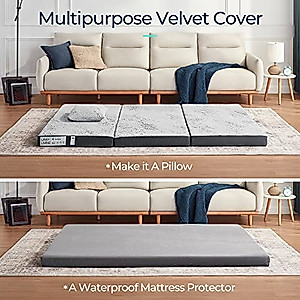 LINSY LIVING Folding Mattress, 4 Inch Trifold Mattress with Bamboo Cover, Queen Memory Foam Mattess, Foldable, Portable, Remoable&Washable Cover, Easy Storage Sofa Bed, Full Size, 80" * 60"
