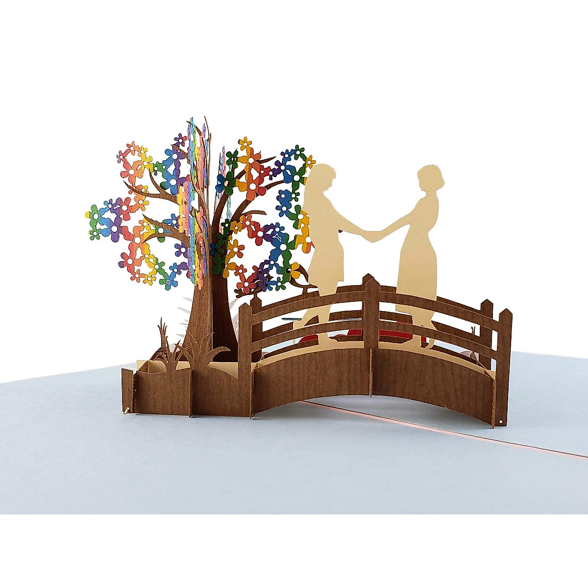 iGifts And Cards Awesome Lesbian Couple True Love 3D Pop Up Greeting Card - Wedding, Marriage, Engagement, Anniversary, Half-Fold, Pride, Lovers, Women, Brides, Wives, LGBT, Romantic, Rainbow